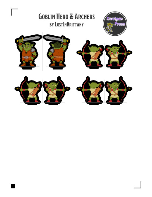 Goblin hero & archers – Free Paper Miniatures by LostInBrittany