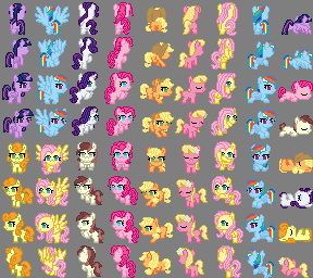 Public Domain Pixel Ponies by hyreia