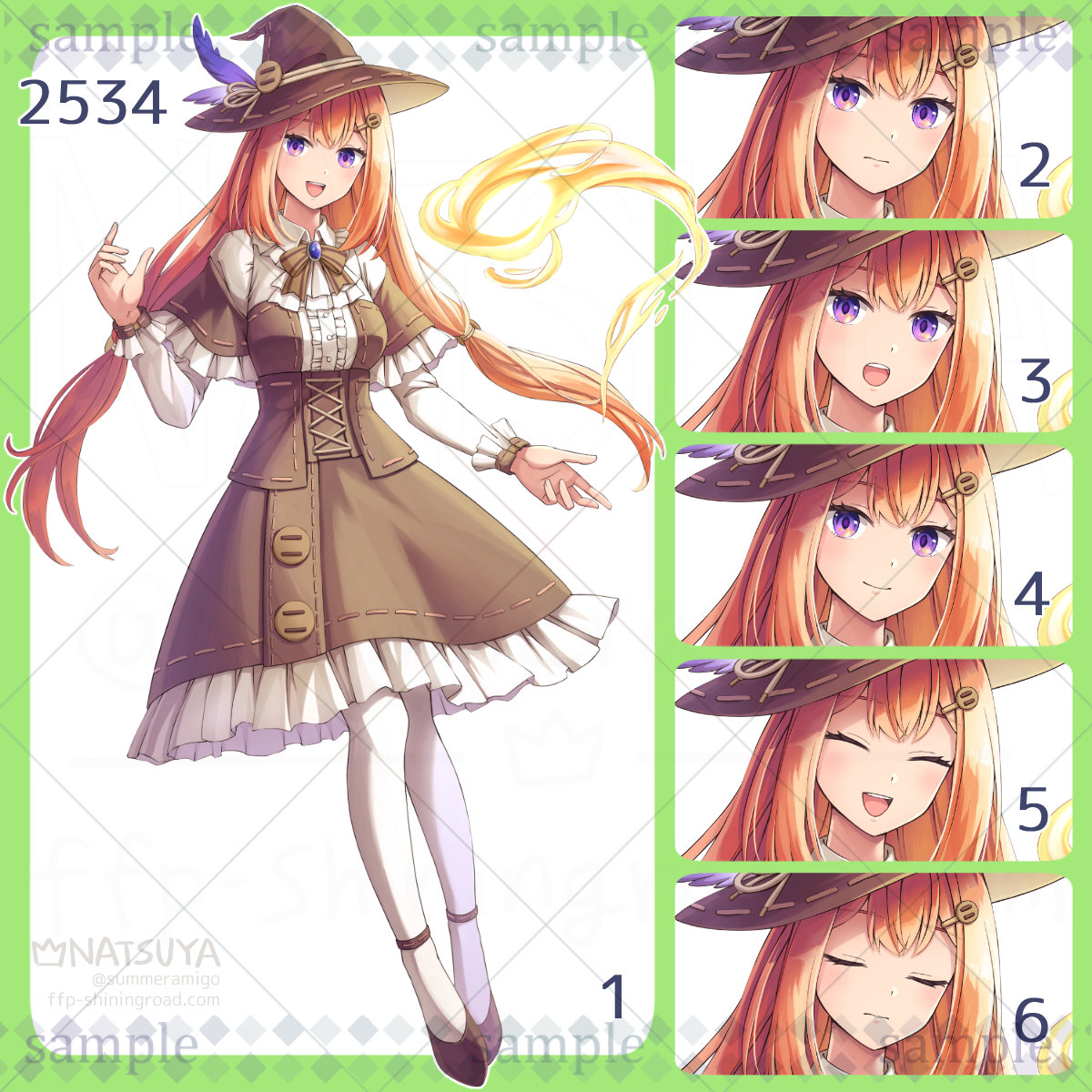 Anime Character Art Pack: 2534 - 6 Expressions | Image: Woman, wizard ...