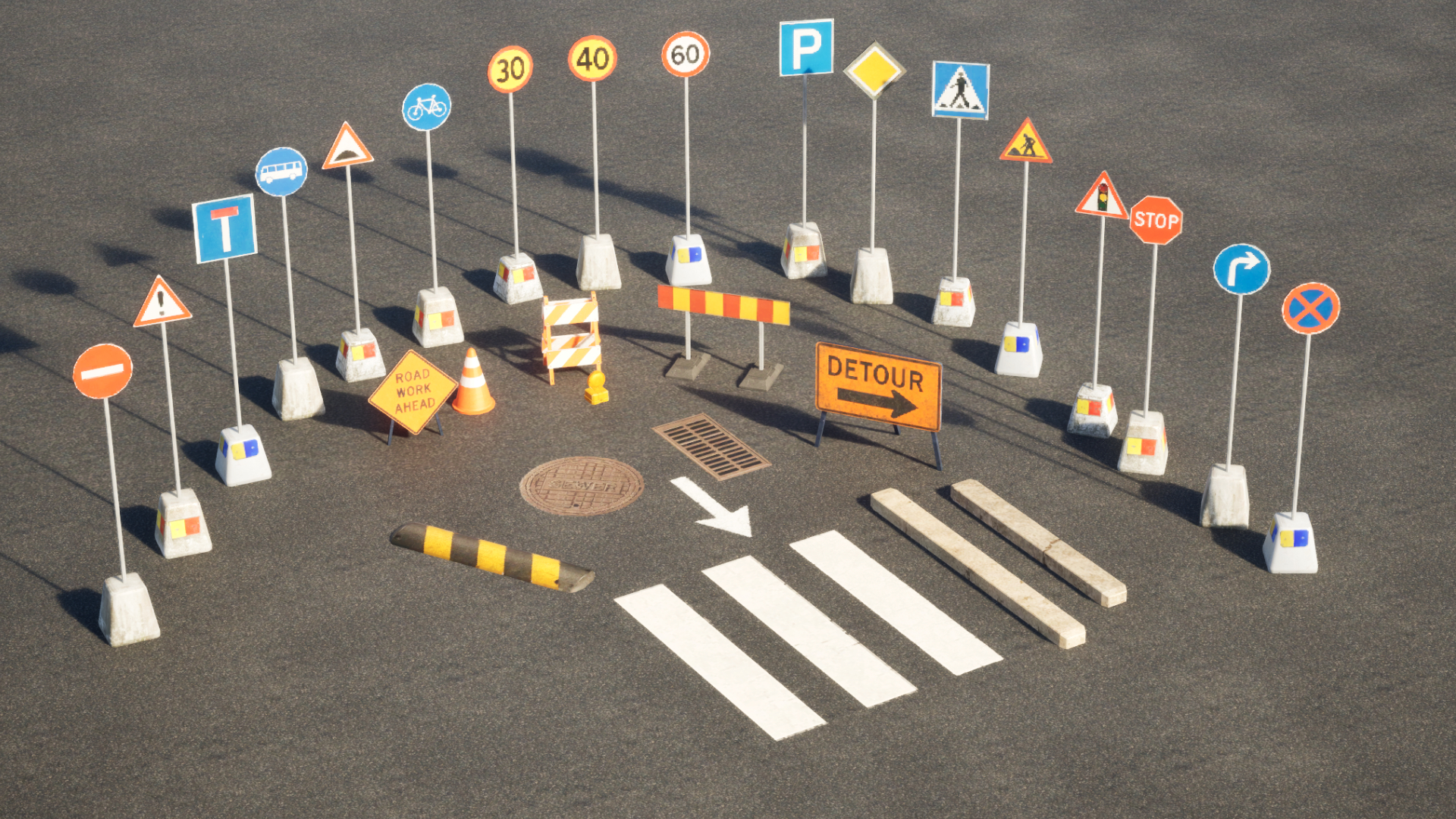 PSX/PS1 Style Traffic Props Pack by lostinputgames