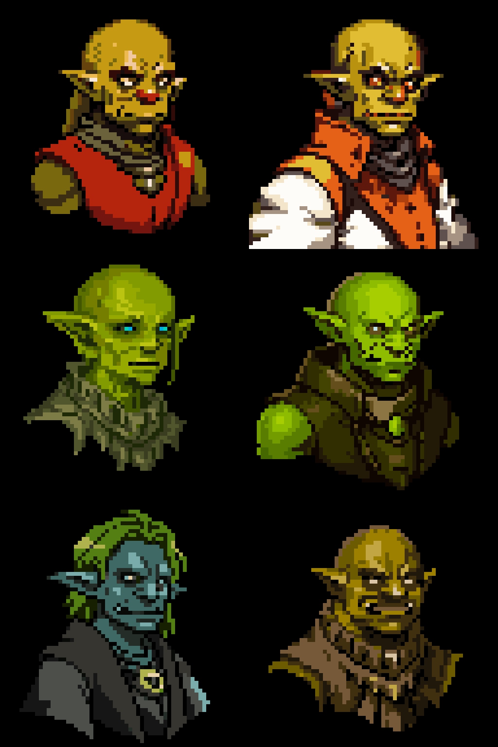 Pixel Goblin Faces: 67 Portraits for Fantasy Adventures by Batareya