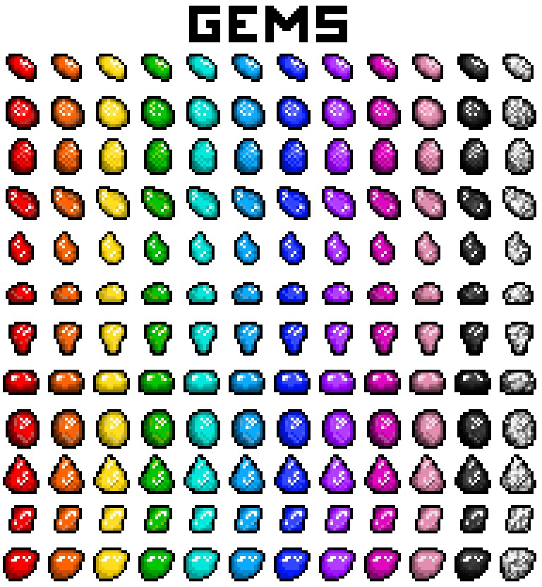 Gems, Jewels & Rocks (16x16) 200+ Sprites by skadr