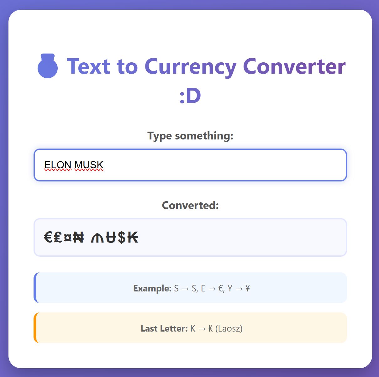 Text to Currency-Sign Converter :D by endike
