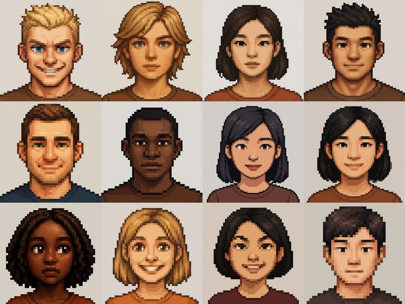 120 Pixel Art Character Portraits — RPG, Visual Novel, Avatar Icons by ...