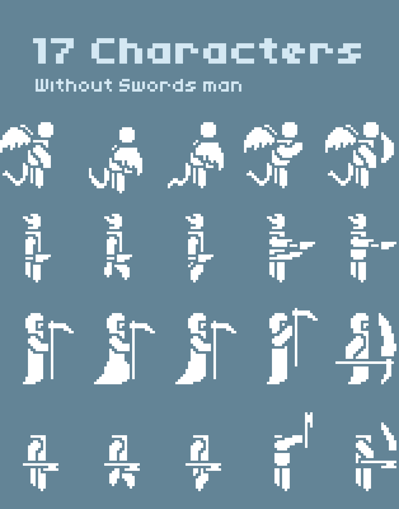 17 2D Pixel-art Characters 32x32 by B0z