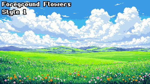 V1.03 - Flower Filled Foreground - Backgrounds - Plains (Pixel Art, RPG ...