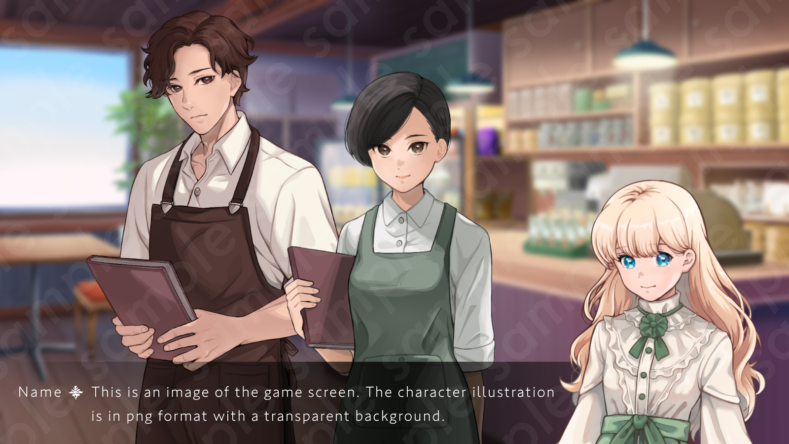[Character Sprite] Calm Black-Haired Café Staff – Modern Everyday Character | PNG x7 by POMPACK
