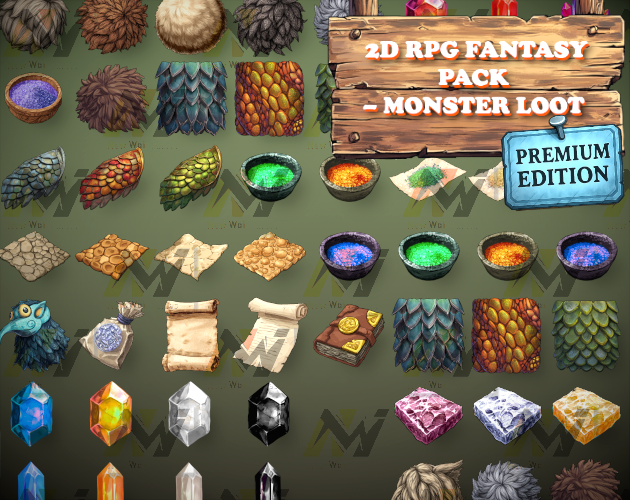 2D RPG Fantasy Pack – Monster Loot (Premium Edition) by NewWaiGames
