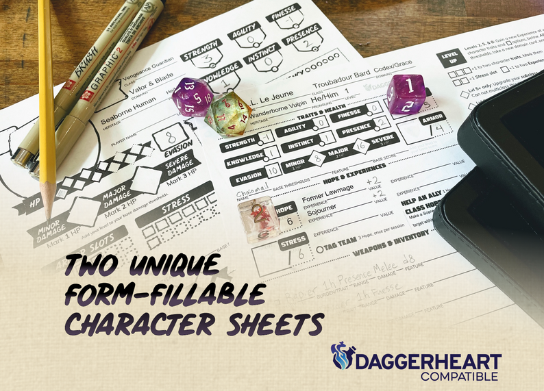 Minimalist & Maximalist Daggerheart Compatible Character Sheets by ...