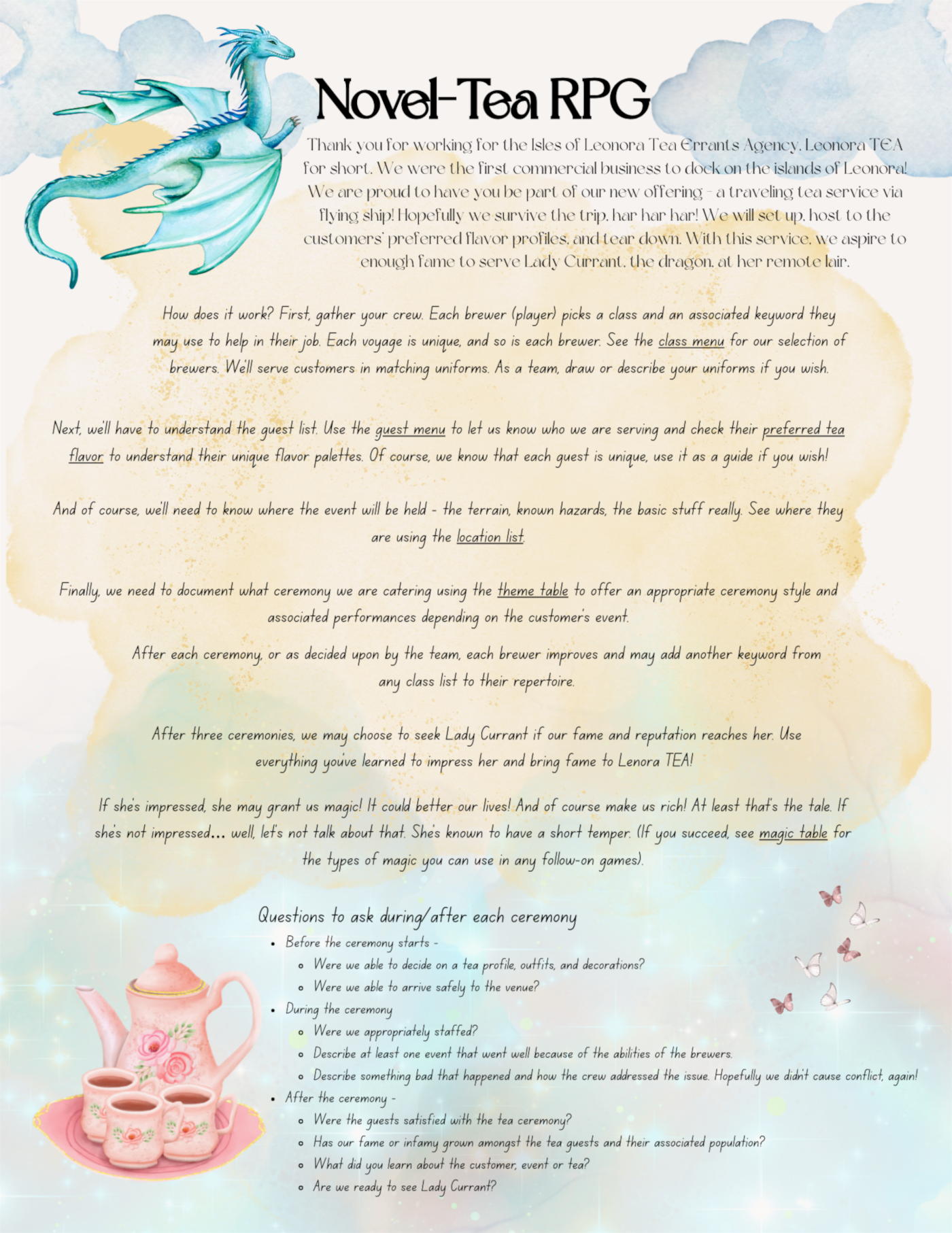 Novel-Tea RPG by firstprophecy for One-Page RPG Jam 2025 - itch.io