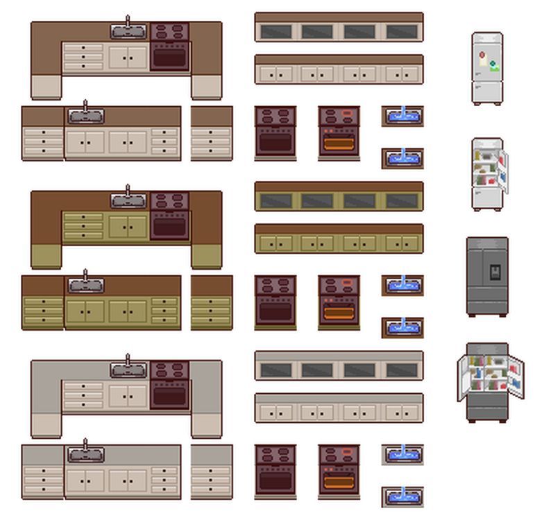 Pixel Interior – Cozy 16x16 Living Room & Kitchen Top Down Tileset by ...