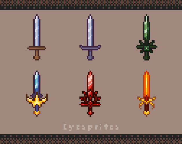Swords, Potions and Shield Game Asset by Eyesprites