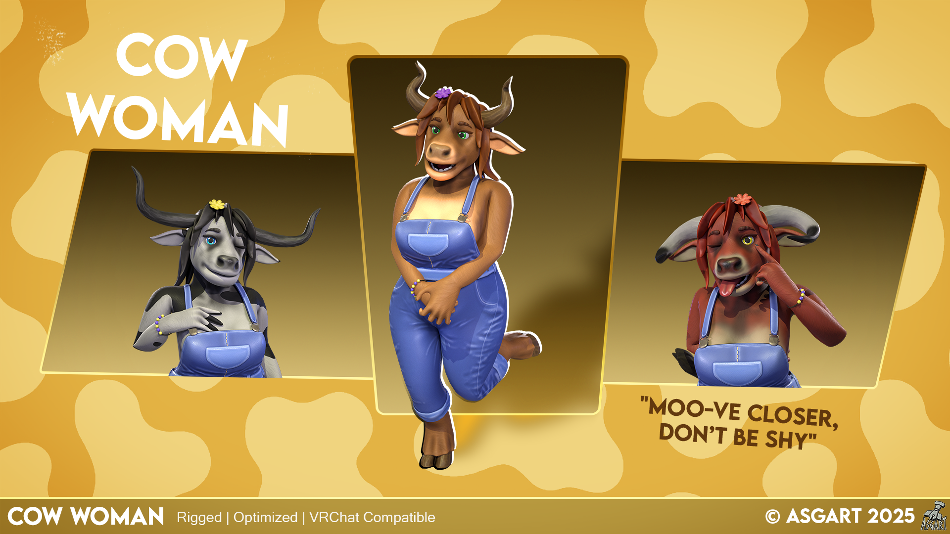 Cow Woman 3d Character Vrchat Ready Avatar By Asgart
