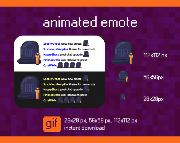 Free Halloween Twitch Emote | Pixel Art RIP Gravestone with Candle by ...