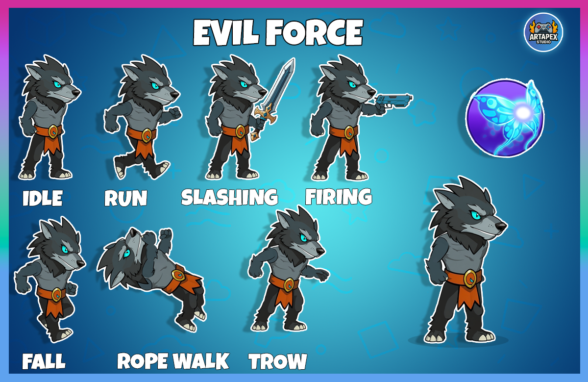Evil Force 2D Animated Character by ArtApex Studio