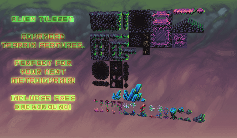 Alien World: Pixelart Tileset by LemonToast Games