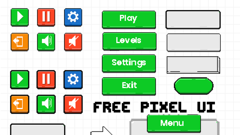 Free 2D Pixel UI Pack – Buttons, Panels & Menus by Devnik-yt