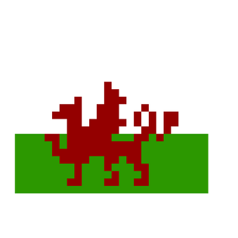 Pixel art Ddraig Goch Welsh country flag by Gemau Cymru