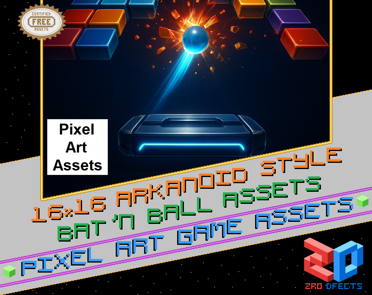 16x16 Arkanoid Bat N Ball Breakout Style Tile Set1 - Asset Pack by Zro ...