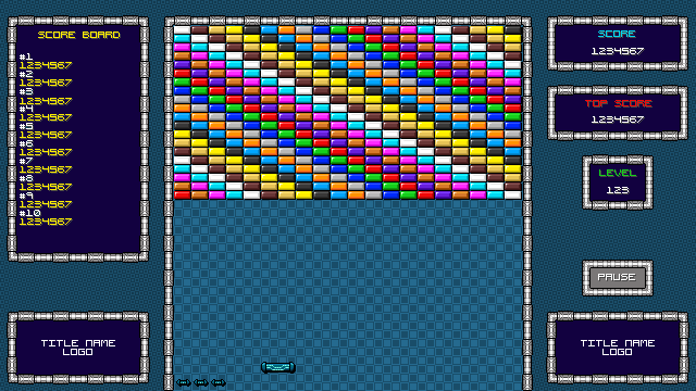 16x16 Arkanoid Bat N Ball Breakout Style Tile Set1 - Asset Pack by Zro ...