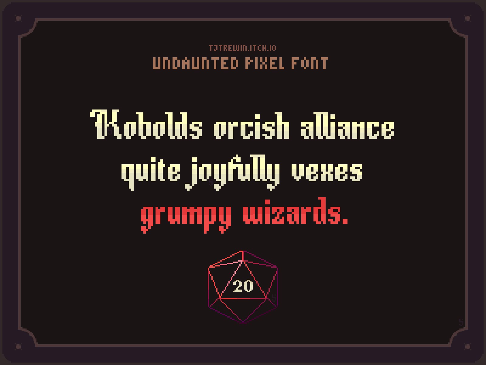 Undaunted - Fantasy Pixel Font by TJ Trewin pixel artist