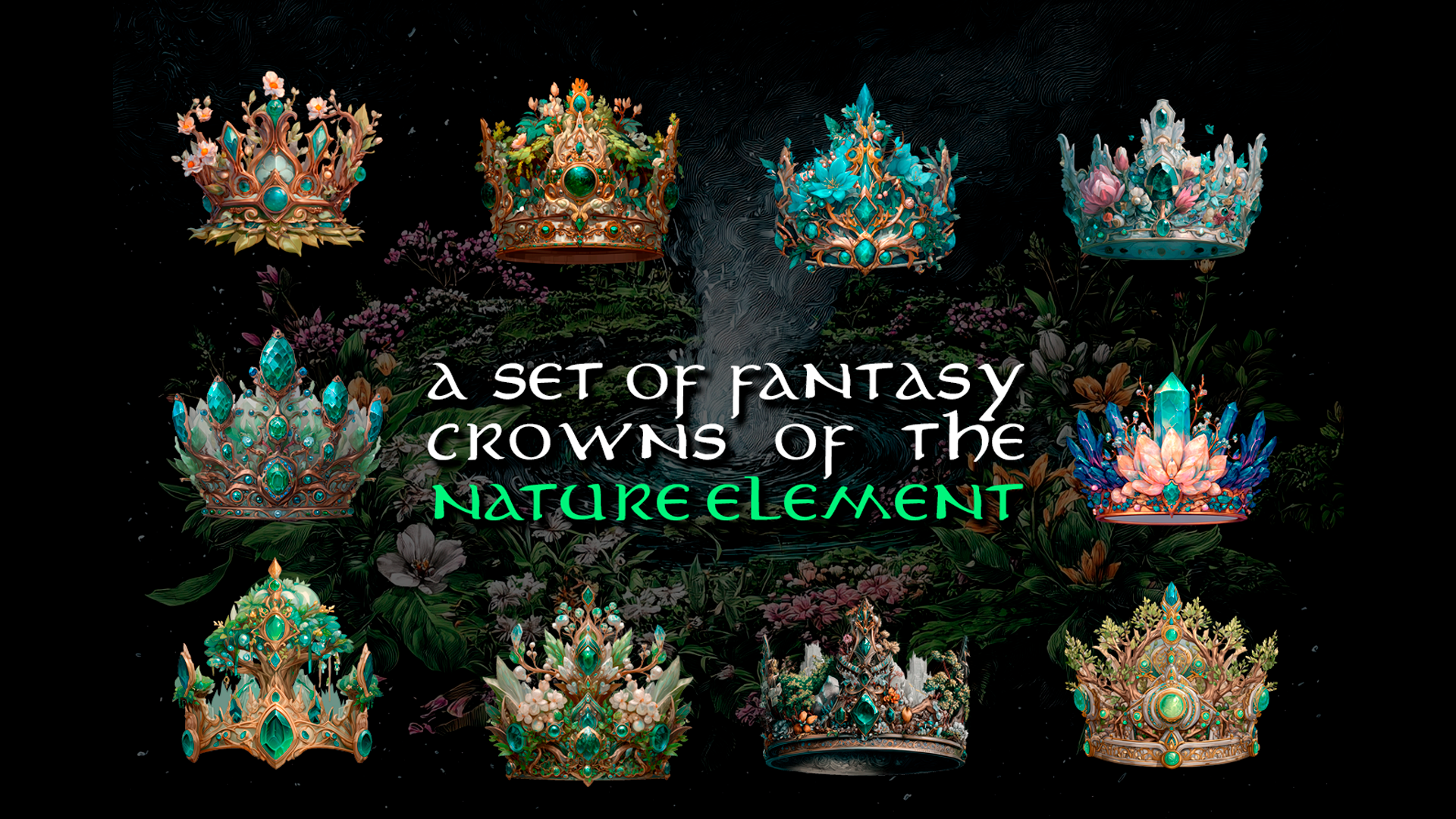 40 RPG ELEMENTAL CROWNS ICONS PACK by Creative_Deep