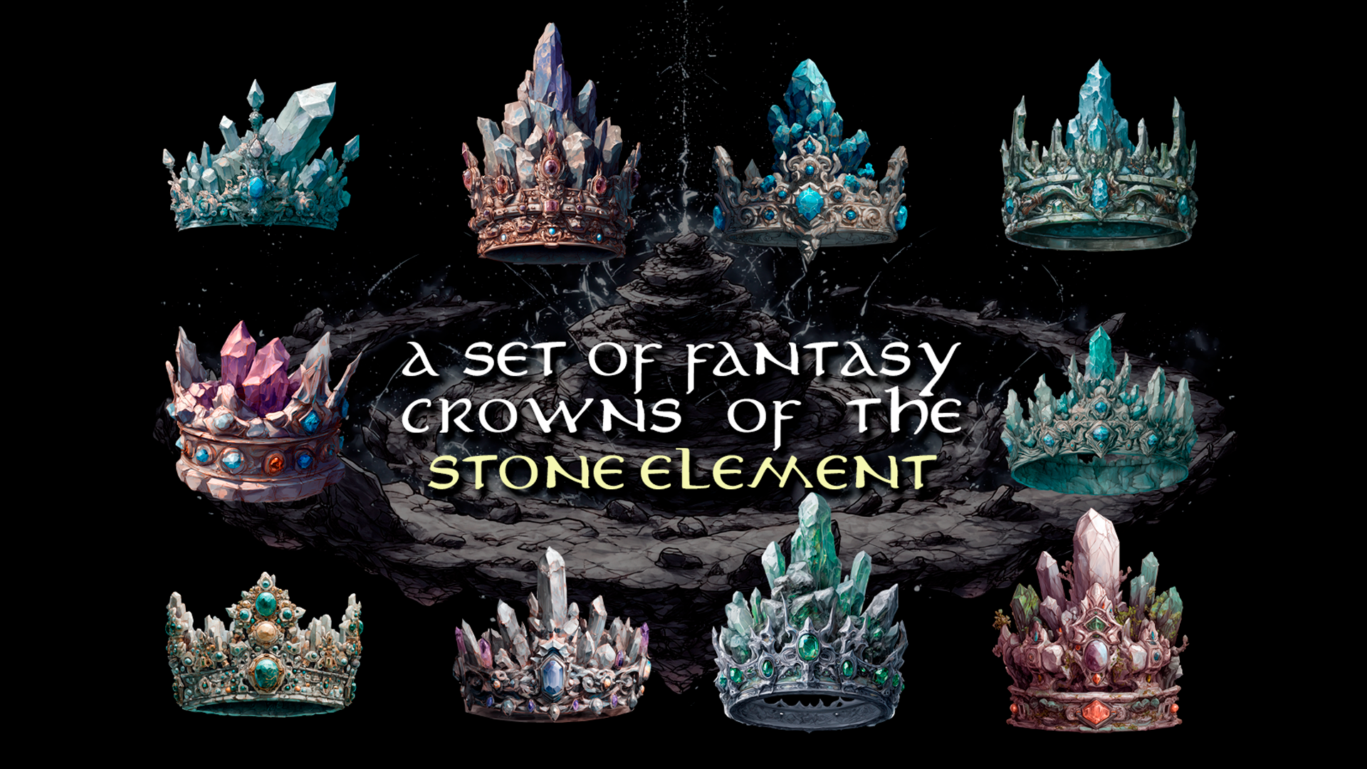 40 RPG ELEMENTAL CROWNS ICONS PACK by Creative_Deep