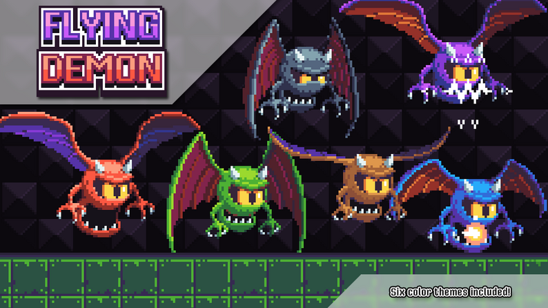 Flying Demon - Pixel Art Monster by unTied Games
