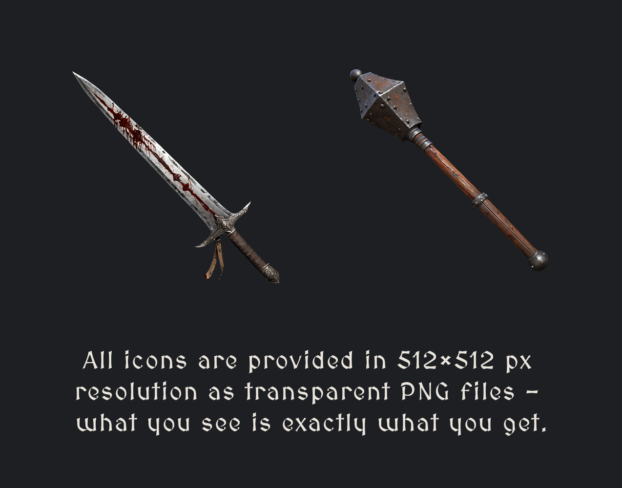 40 One-Handed Weapon Icons // Semi-Realistic Style // PNG 512×512 by ...