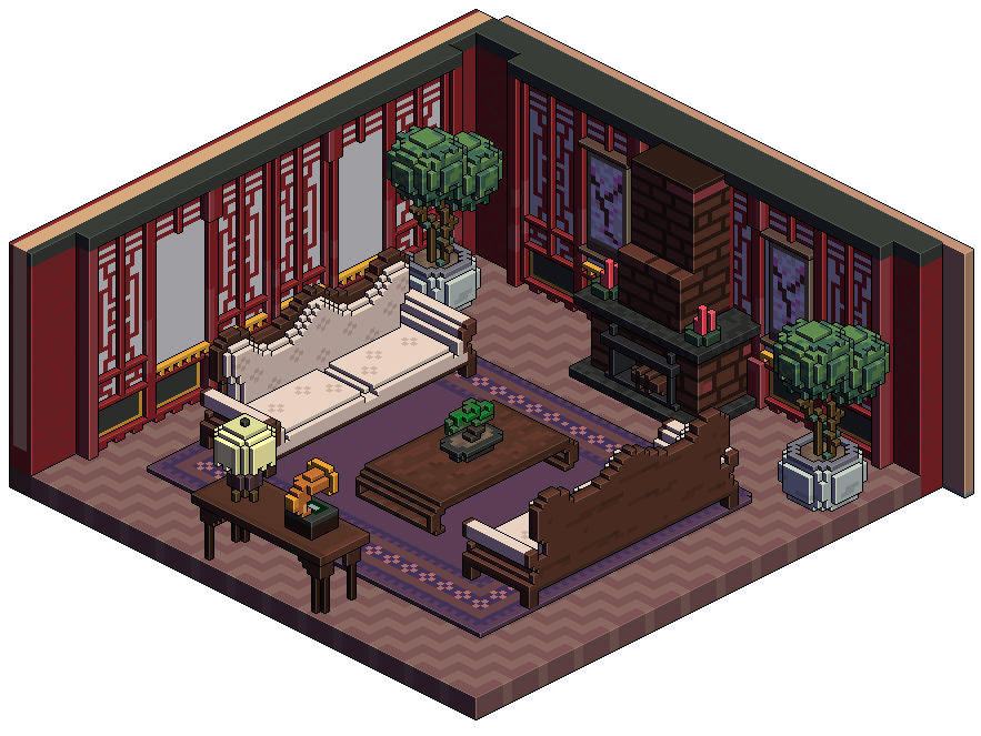 Isometric Asian Interior by monogon