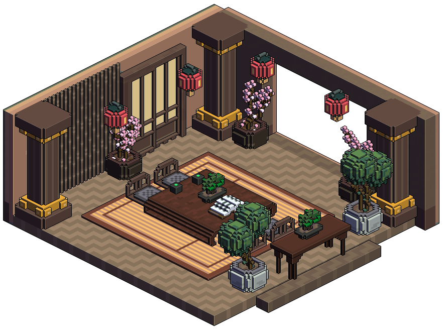 Isometric Asian Interior by monogon