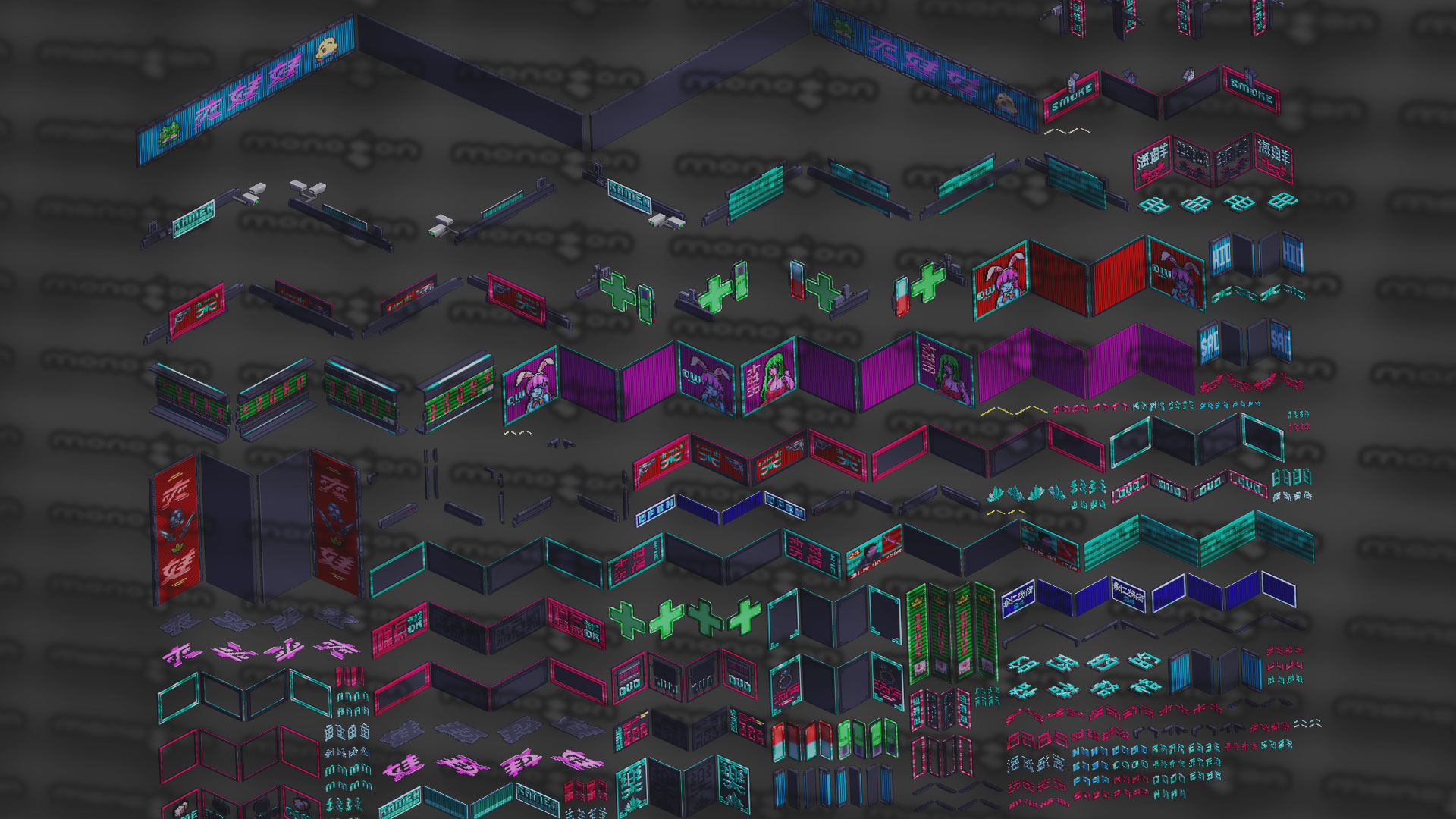 Isometric Cyberpunk Streets by monogon