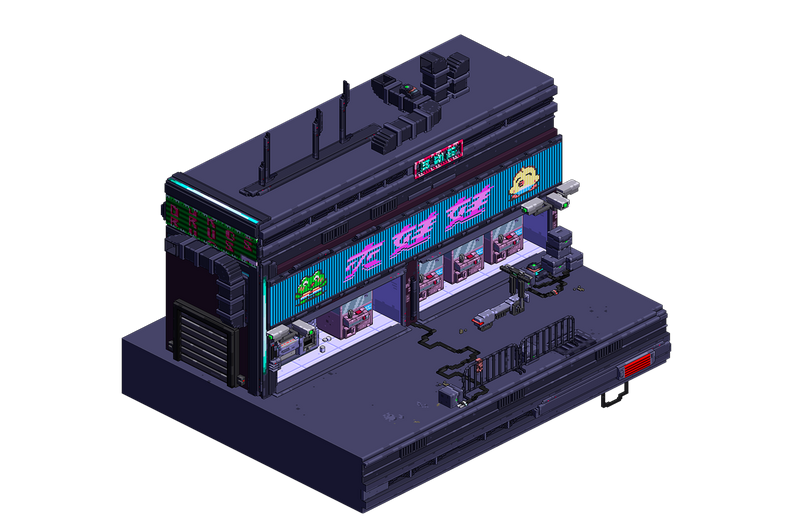Isometric Cyberpunk Streets by monogon