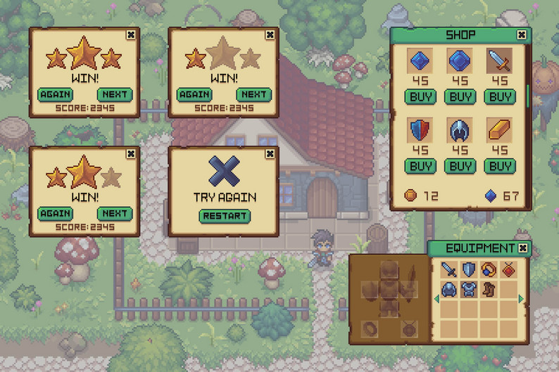 Free Basic Pixel User Interface for Fantasy Game by Free Game Assets ...