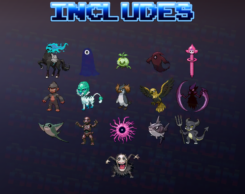 Aaron Sprites | Generation 7 | 16 Creatures by AaronSprites