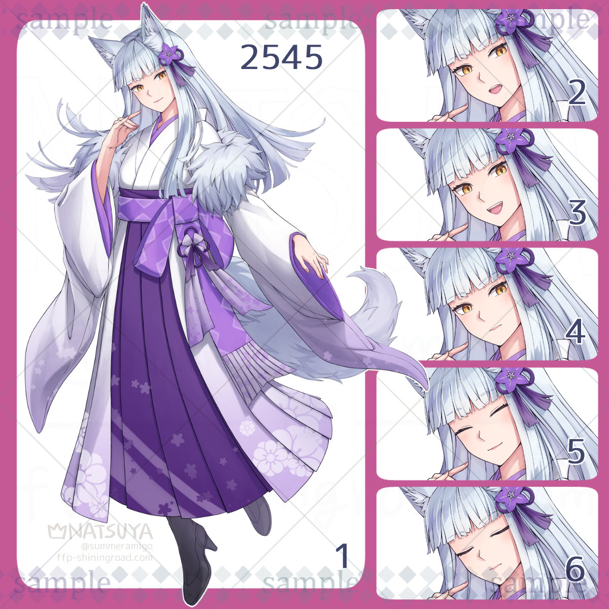 Anime Character Art Pack: 2545 - 6 Expressions | Image: Woman, beastkin ...