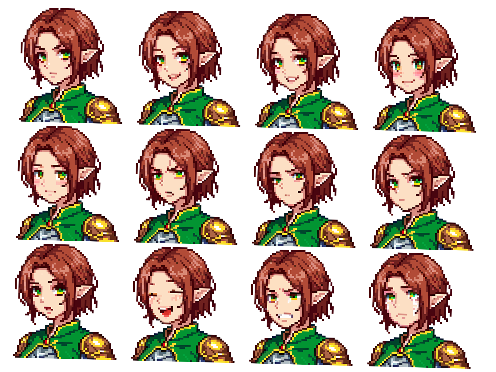 Elf Warrior Portrait - Pixel Art Heroic Busts for RPGs & Visual Novels ...