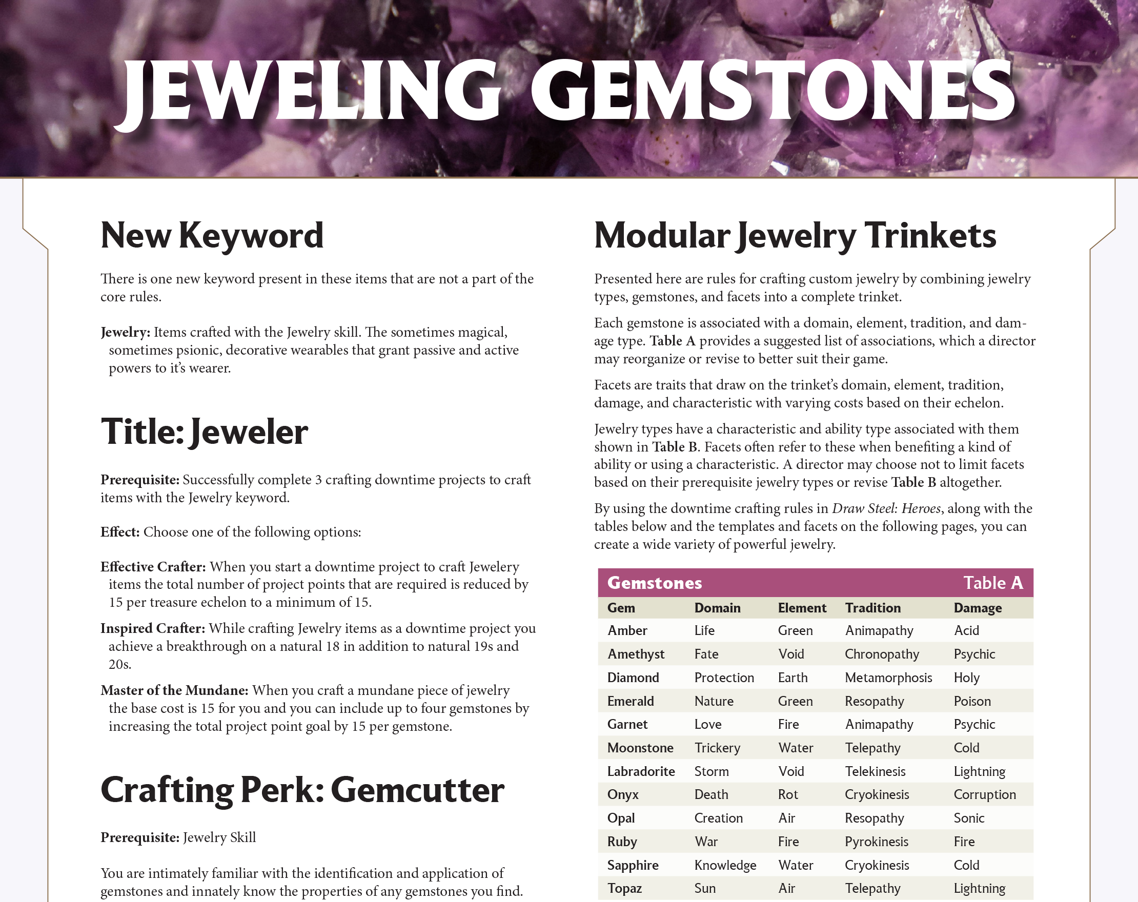 Jeweling Gemstones — Draw Steel by MrMattDollar