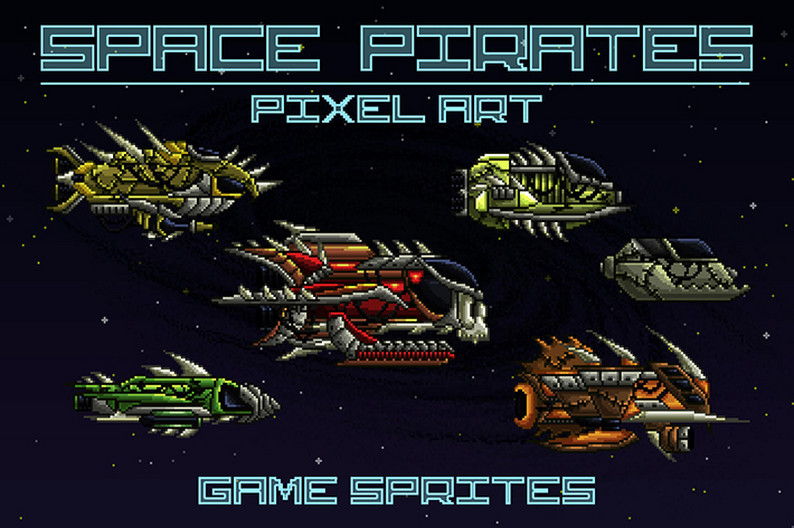 Space Pirates Game Sprites - Pixel Art by Free Game Assets (GUI, Sprite ...