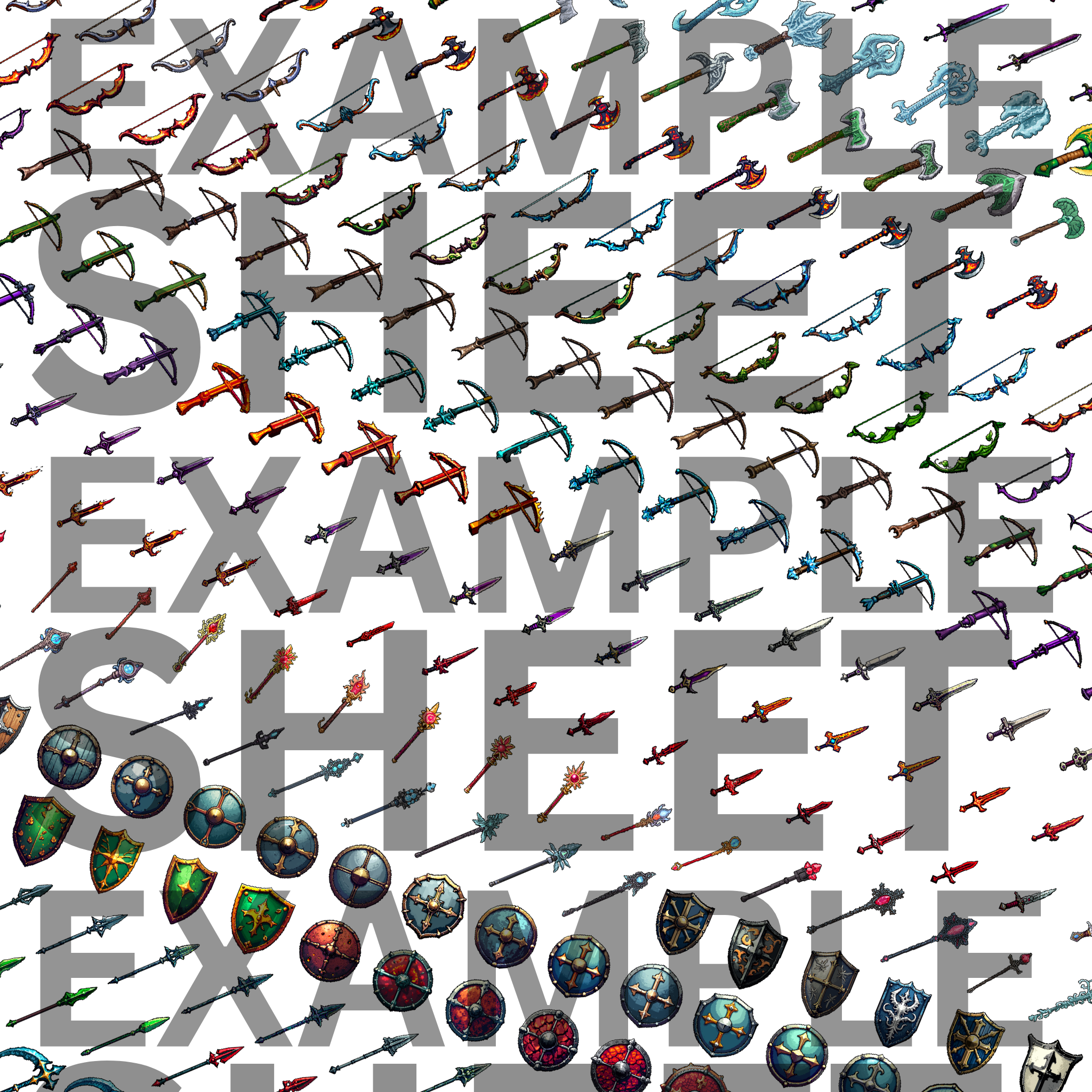 14,000+ Fantasy Pixel Art Weapons Pack – Swords, Bows, Axes, Spears ...