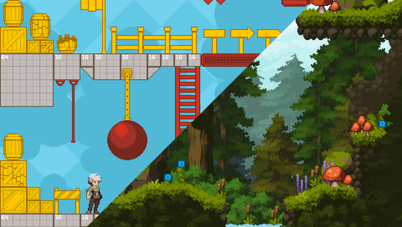 Free - Pixel Art Asset Pack - Sidescroller Fantasy - 16x16 Forest ...