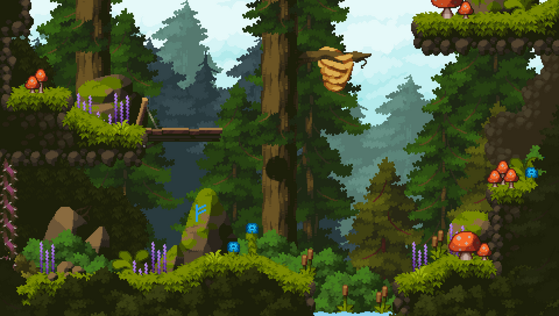 Free - Pixel Art Asset Pack - Sidescroller Fantasy - 16x16 Forest ...