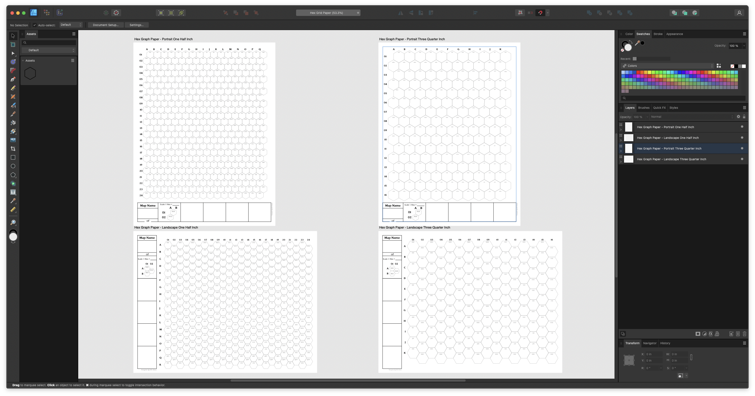 Hex Grid Paper - Landscape and Portrait Orientation by davidagnome