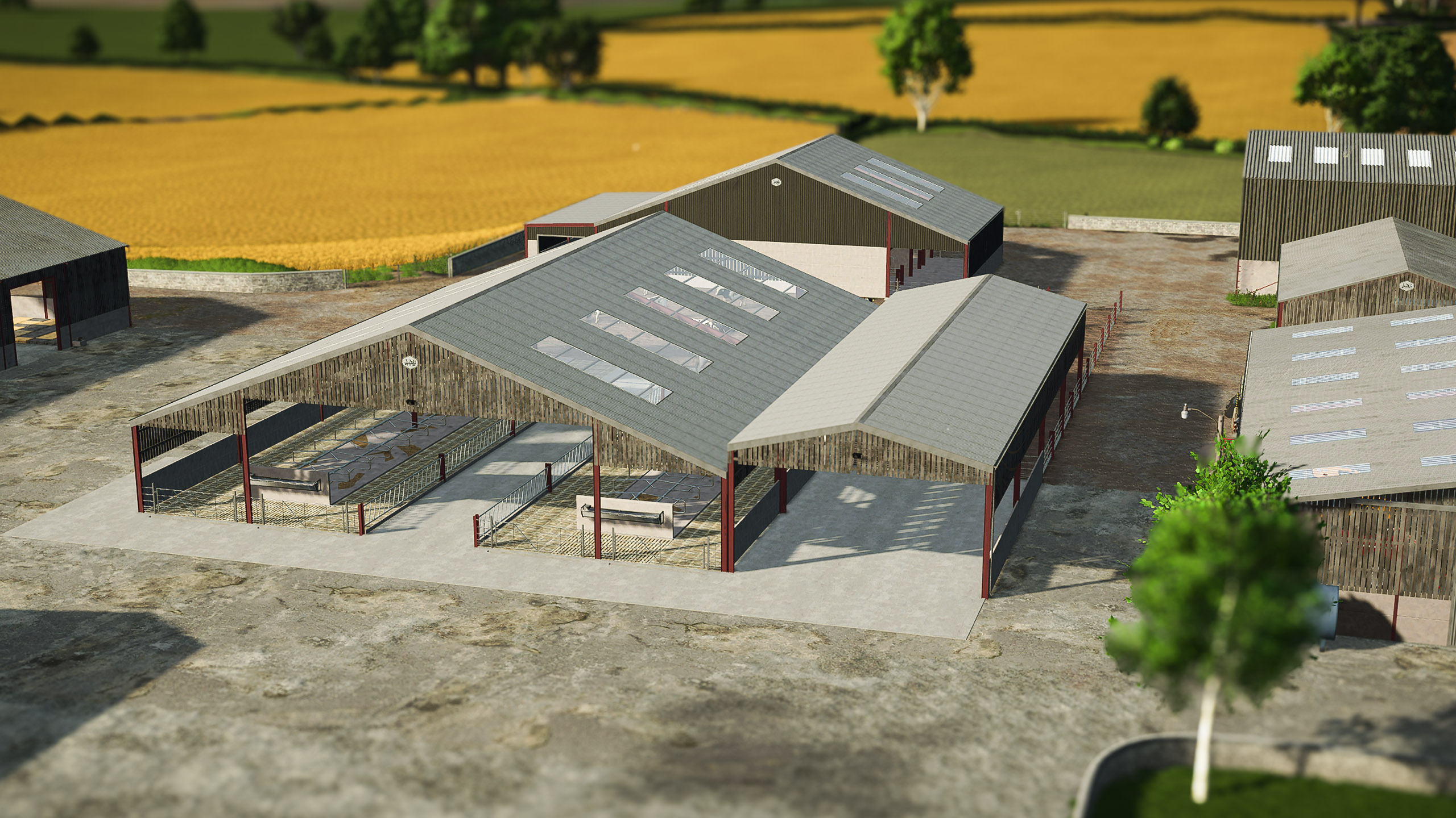 FS25 UK Dairy Barn by LivinOnAPlayer