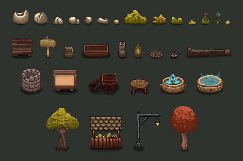 Autumn Medieval City Game Tileset by Free Game Assets (GUI, Sprite ...