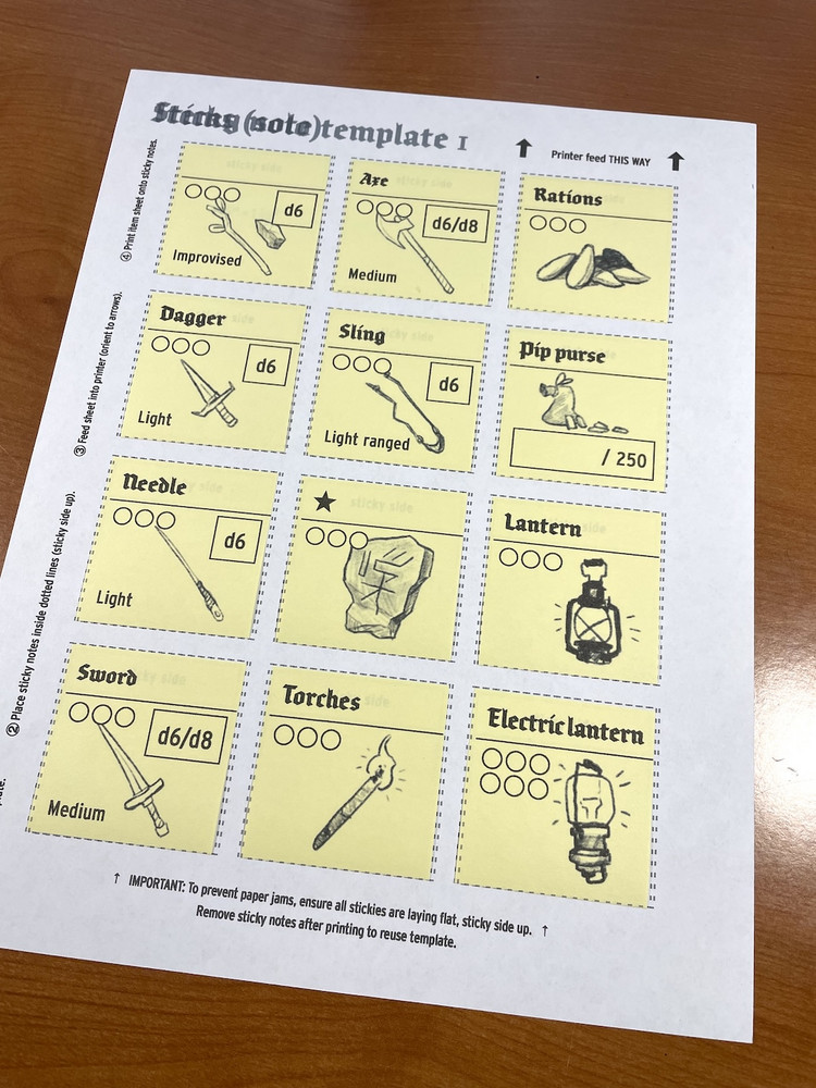 Mausritter: Sticky-Note Character Sheet by JadeRavens