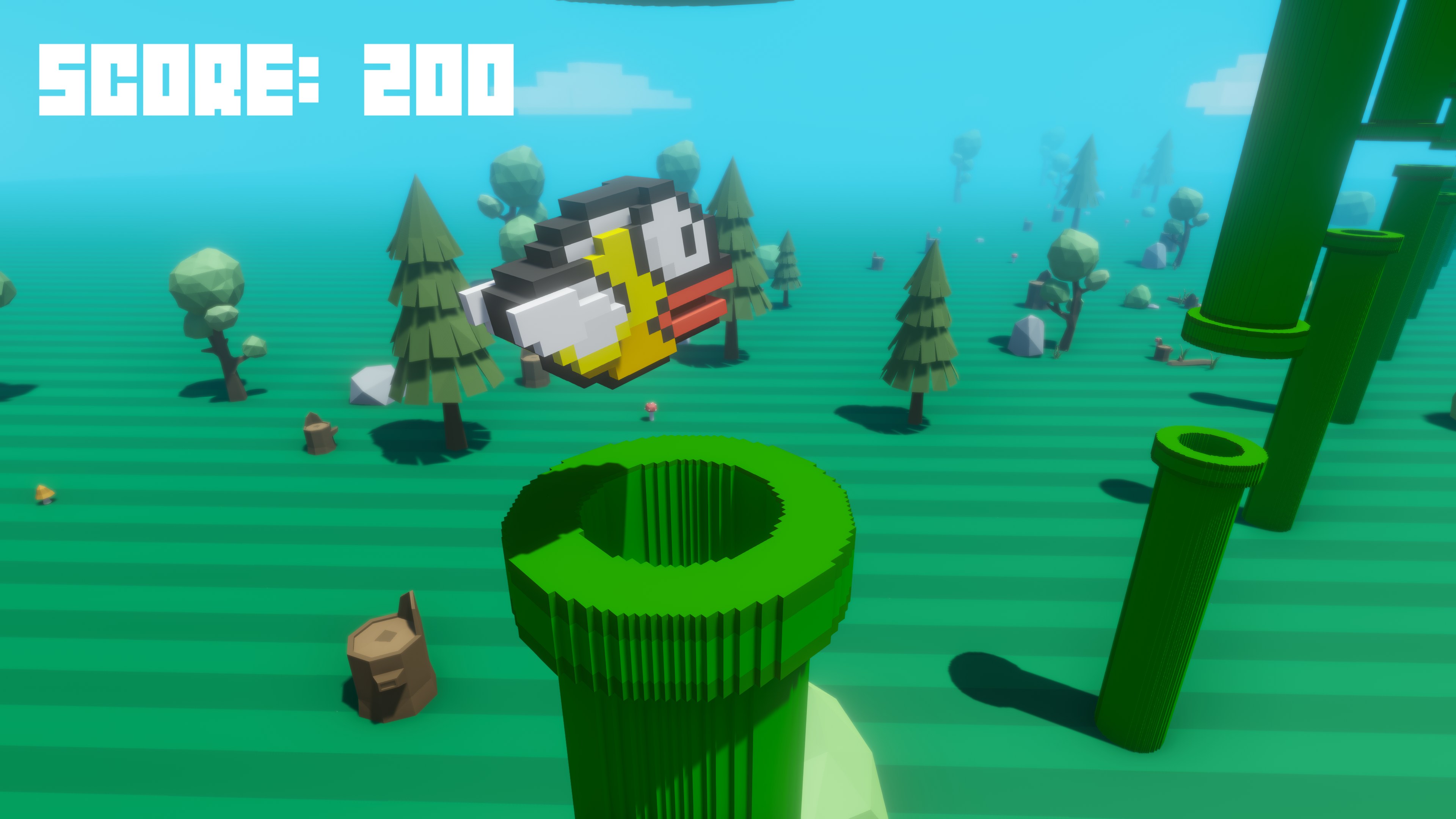 3D Flappy Bird (voxel style experiment) by Abraham