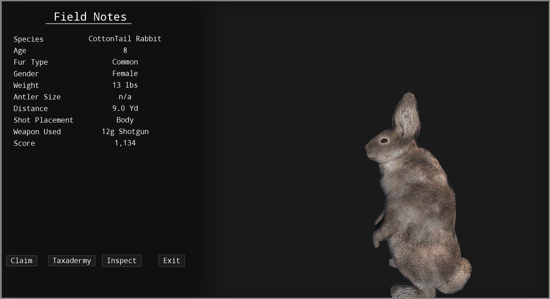 Animal Claim Screen – Modular UI for Hunting Games by Astral Graphics