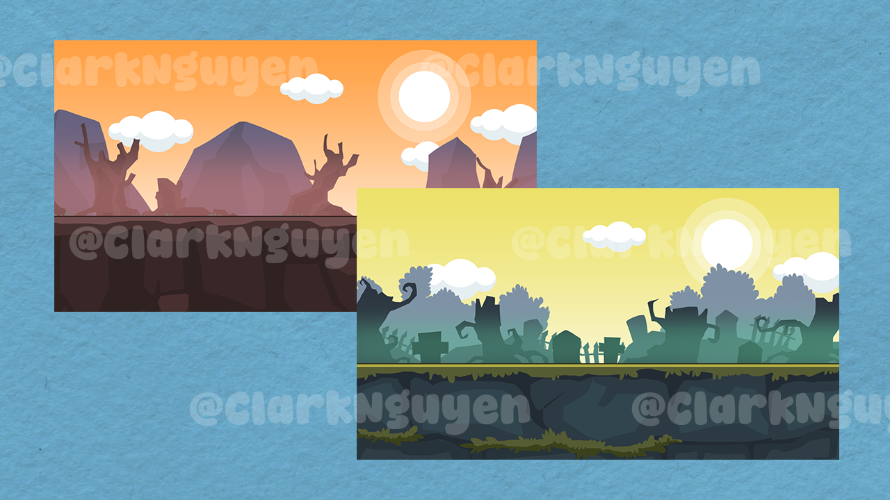🌄 2D Game Background Pack – Adventure Worlds (6 Scenes) by Clark Art