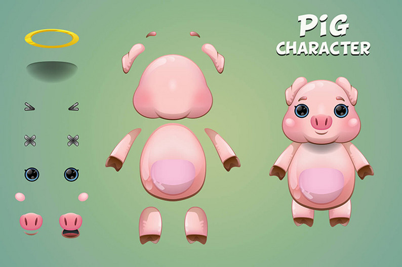 Fox, Pig and Mouse 2D Sprites by Free Game Assets (GUI, Sprite, Tilesets)